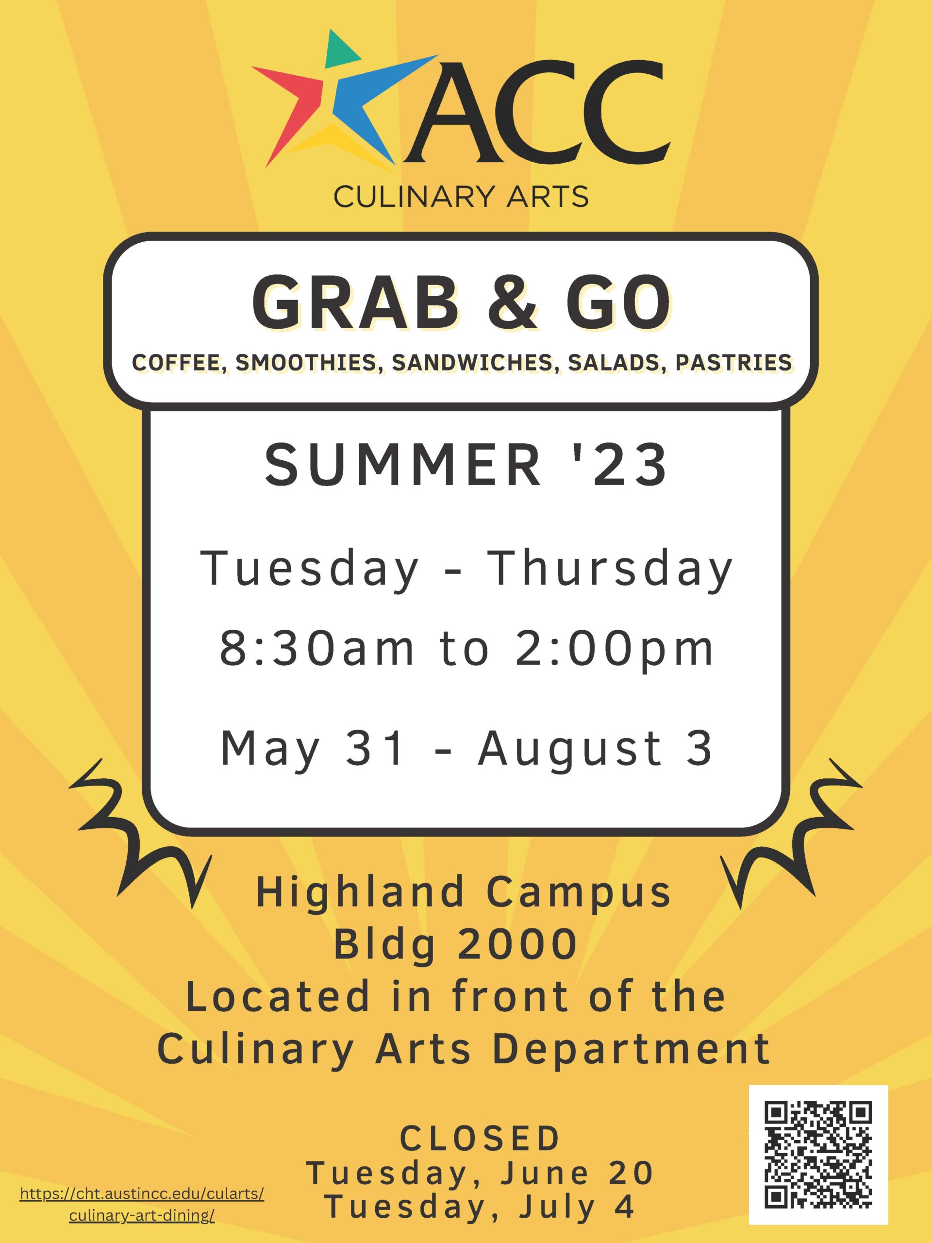 Highland Grab & Go extends summer service | ACC Facstaff Infohub